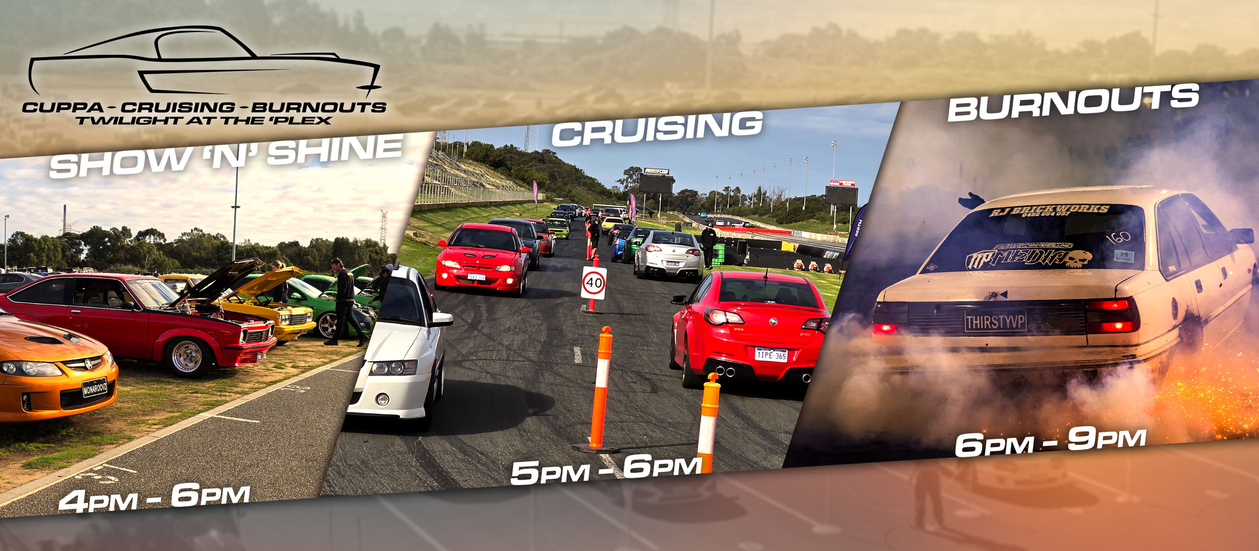 Cuppa Cruising & Burnouts - Twilight at the 'Plex - Perth Motorplex
